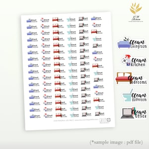 Printable Mini Clean Stickers, Clean Livingroom, Kitchen, Bathrooms ...