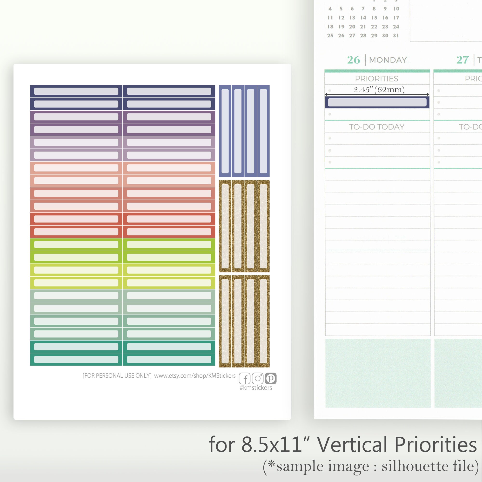 Printable 1 line Stickers-MONTHLY Color A5 7x9 8.5x11 | Etsy