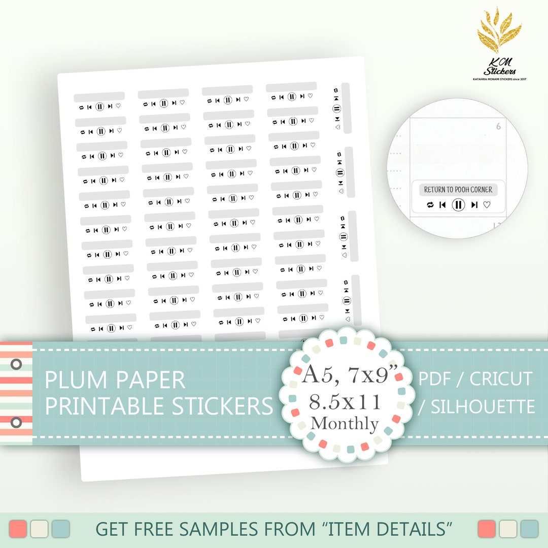 Printable Playlist Tracker Stickers, A5, 7x9, 8.5x11, Monthly and ...