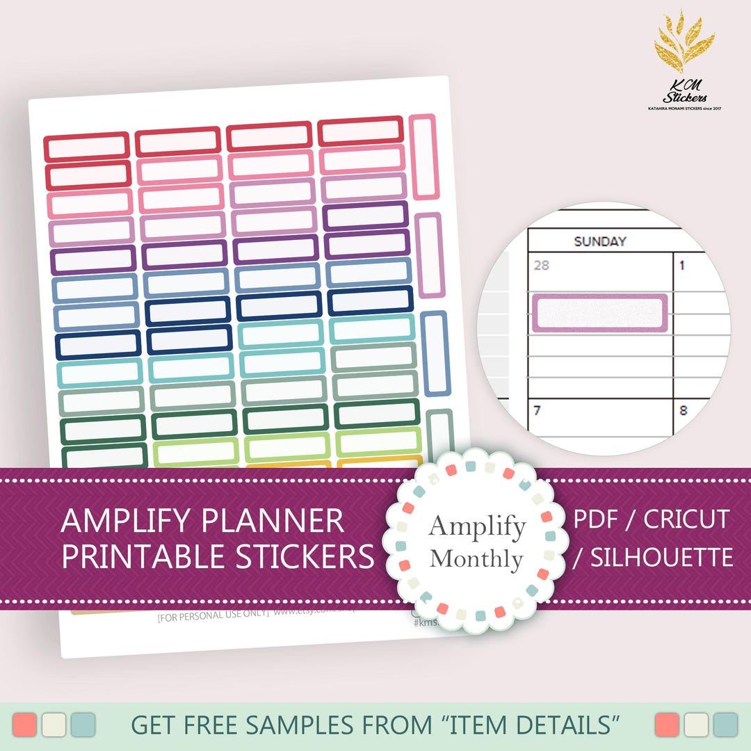 AP || Printable Monthly Box Stickers for Amplify Planner, Box Stickers ...