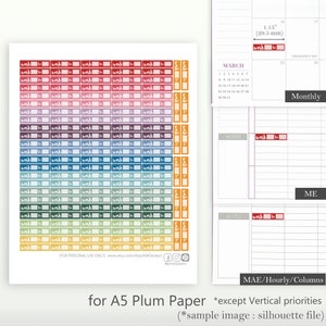 Printable Work Time Stickers, A5, 7x9, 8.5x11 Monthly and Vertical Plum ...