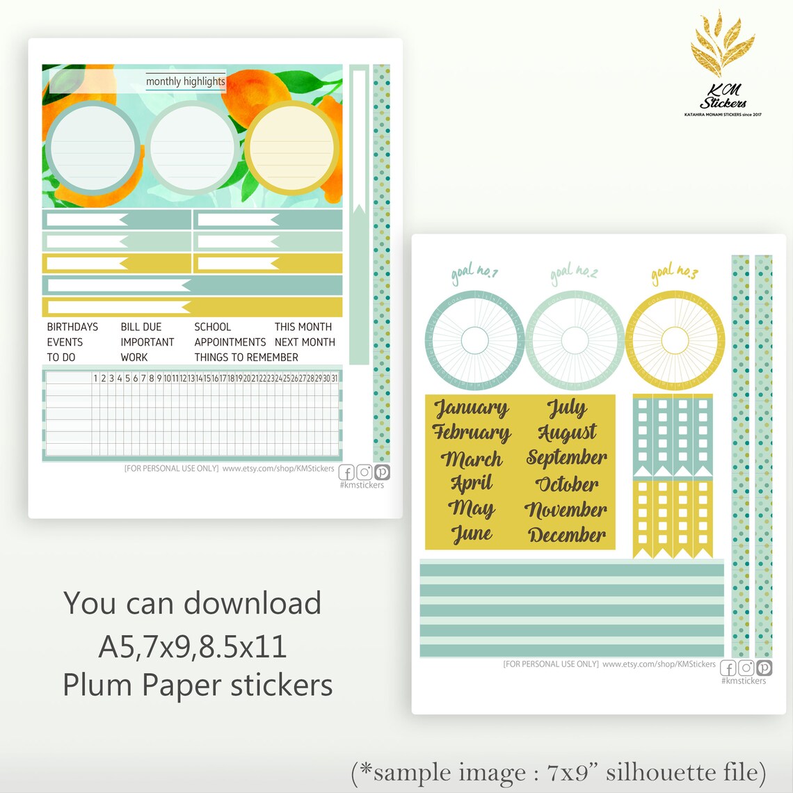 KIT 109 Printable Monthly Highlights Kit Version 2.0 lemon - Etsy