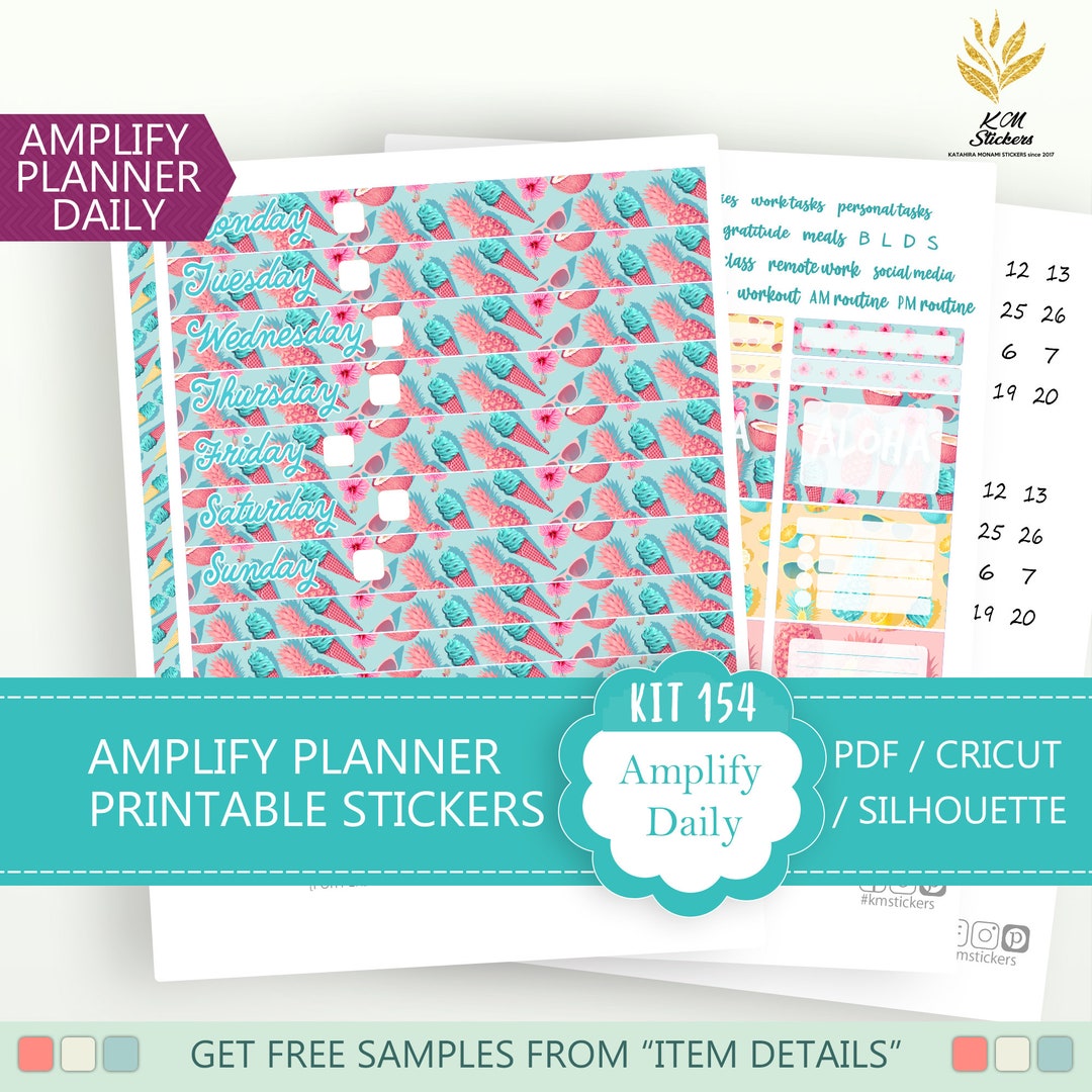 AMPLIFY KIT 154, Printable Daily Kit for Amplify Planner, Planner ...