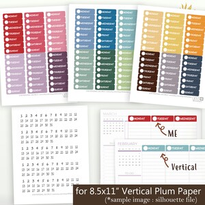 Printable Days of the Week Stickers, A5, 7x9, 8.5x11 Vertical and ME ...