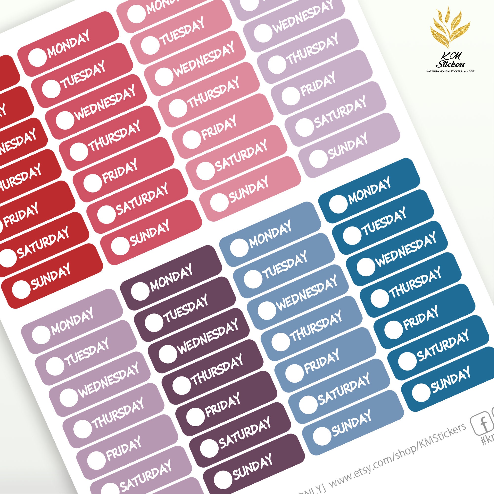 Printable Days of the Week Stickers A5 7x9 8.5x11 Vertical - Etsy