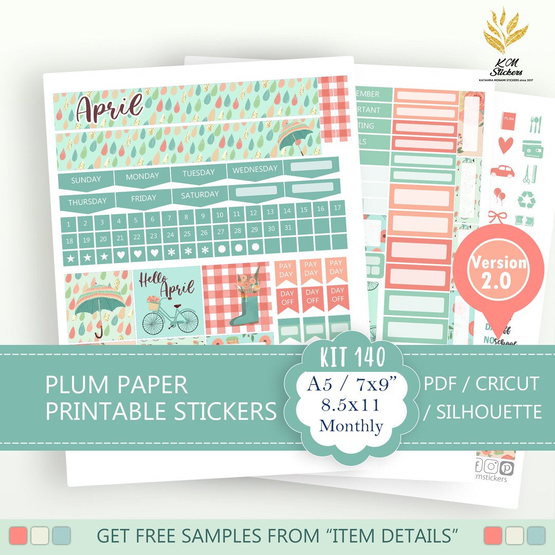 KIT 140, Printable April Monthly Kit Version 2.0 spring Rain Design for ...