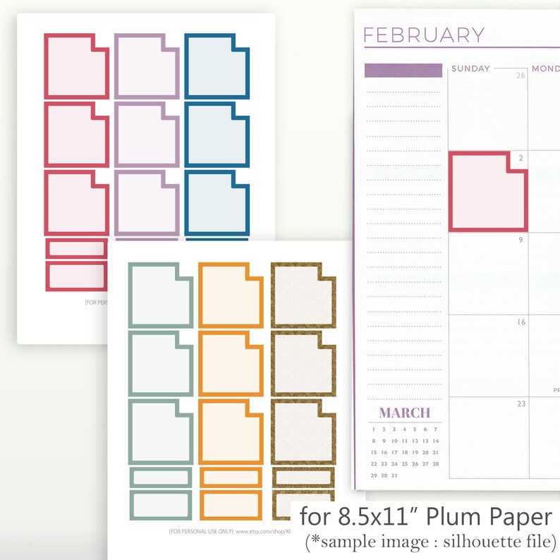 Printable Monthly Full Box Stickers A5 7x9 8.5x11 Plum | Etsy