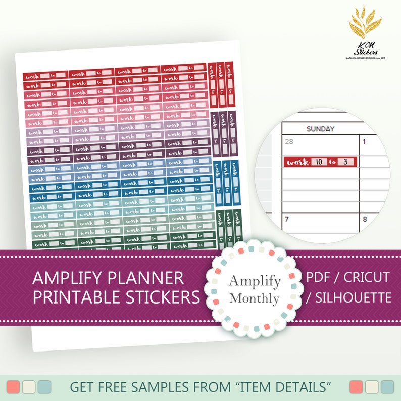 Printable Work Time Stickers for Amplify Planner Box | Etsy