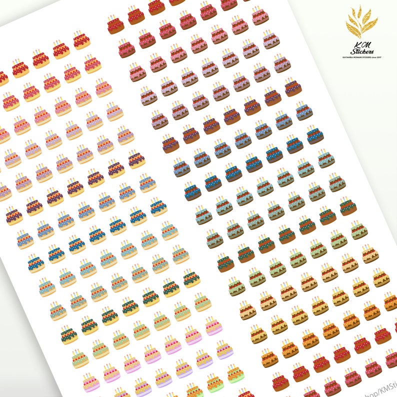 Printable Mini Birthday Cake Stickers Planner Stickers | Etsy