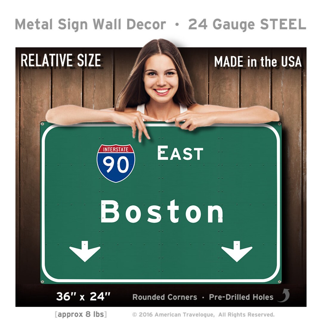 Metal Wall Decor Boston Highway Sign Massachusetts MA Travel - Etsy