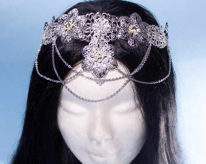 Aldaril Fantasy Metal Crown, Elven Wedding Festival Silver Filigree ...