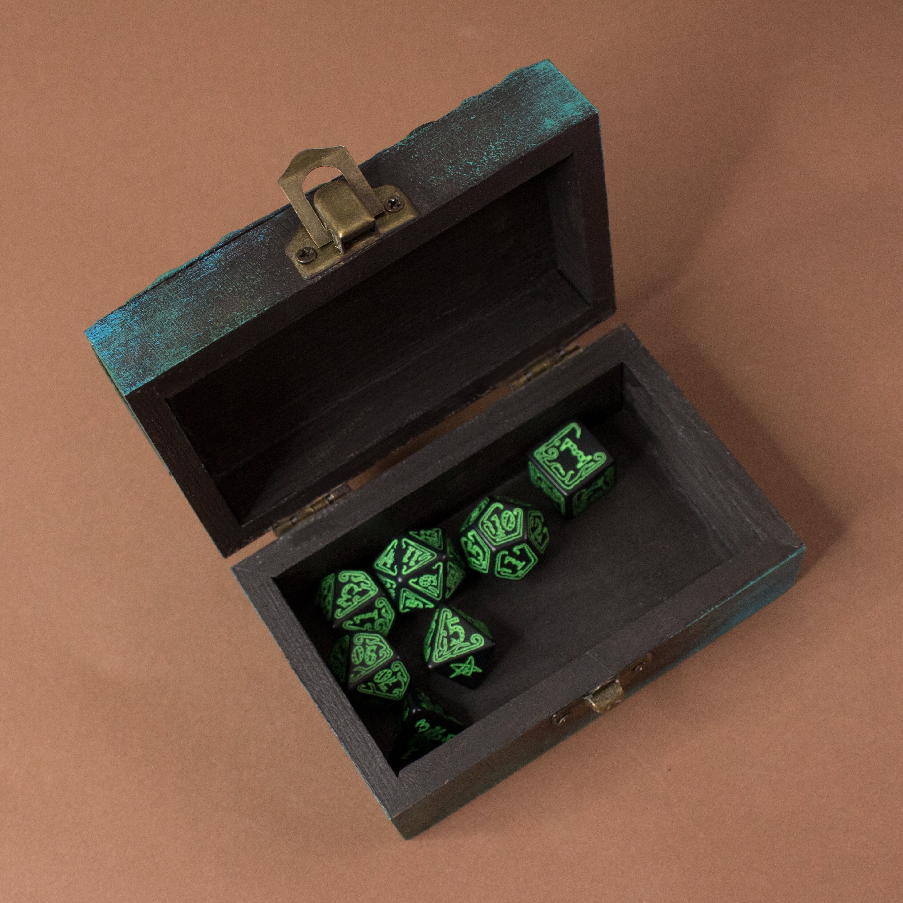 Cthulhu Lovecraft Blue and Green Wood and Resin Dice Box Holder for D&D ...