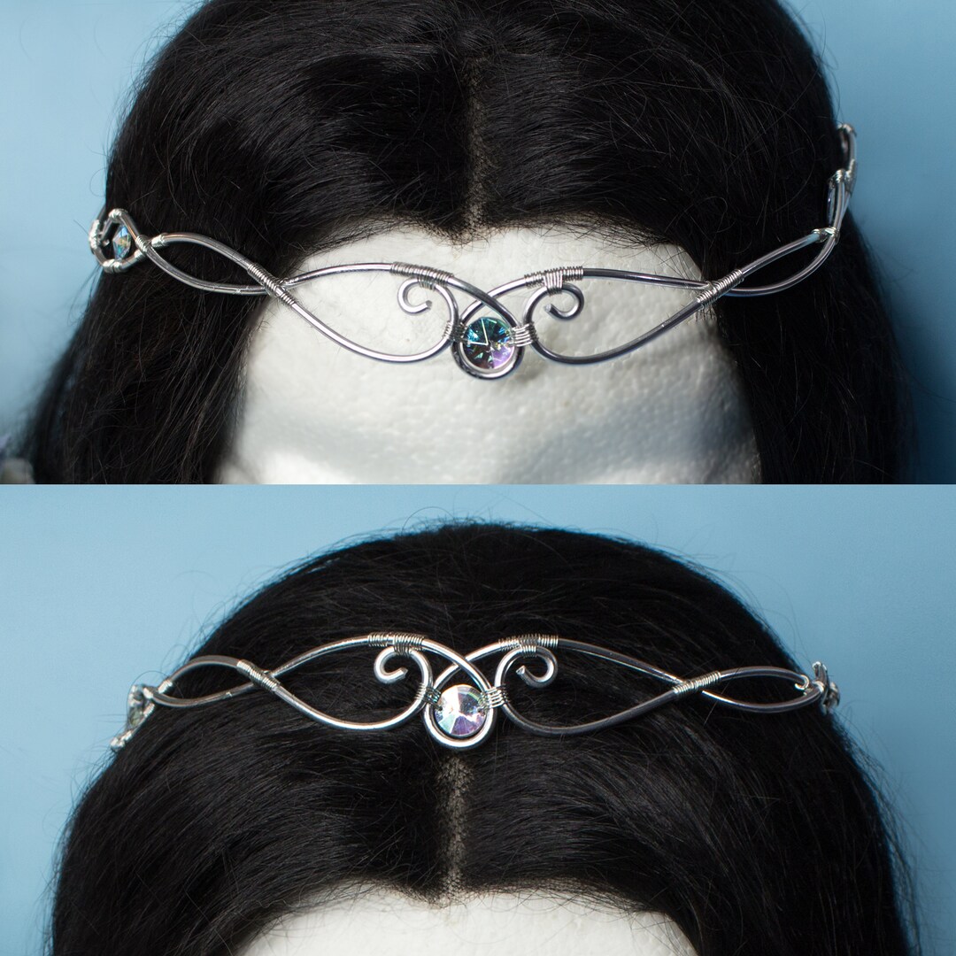 Ultan Elfic Tiara in Silver Stainless Steel With Clear, Purple, Pink or ...