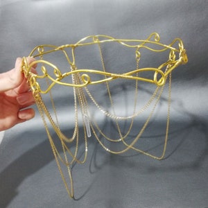 Taliesin Elfic Wedding Tiara, Elven Queen Crown in Metal Wire and Gold ...