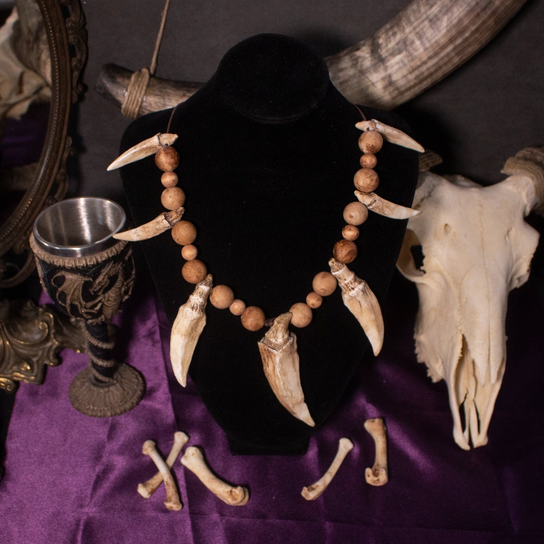 Tusks Barbarian Resin Necklace, Tribal Shaman Statement Piece With ...