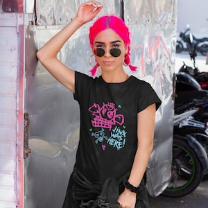 Jinx Arcane Unisex Black T-shirt, Jinx Was Here Boom Monkey Graffiti ...