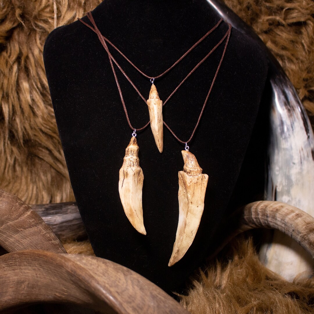 Tusks Barbarian Resin Necklace, Tribal Shaman Roleplay Piece With ...