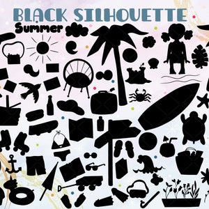 Summer Season Doodles Hand Drawn Beach Coconut Tree Clip Art Sun Ice ...