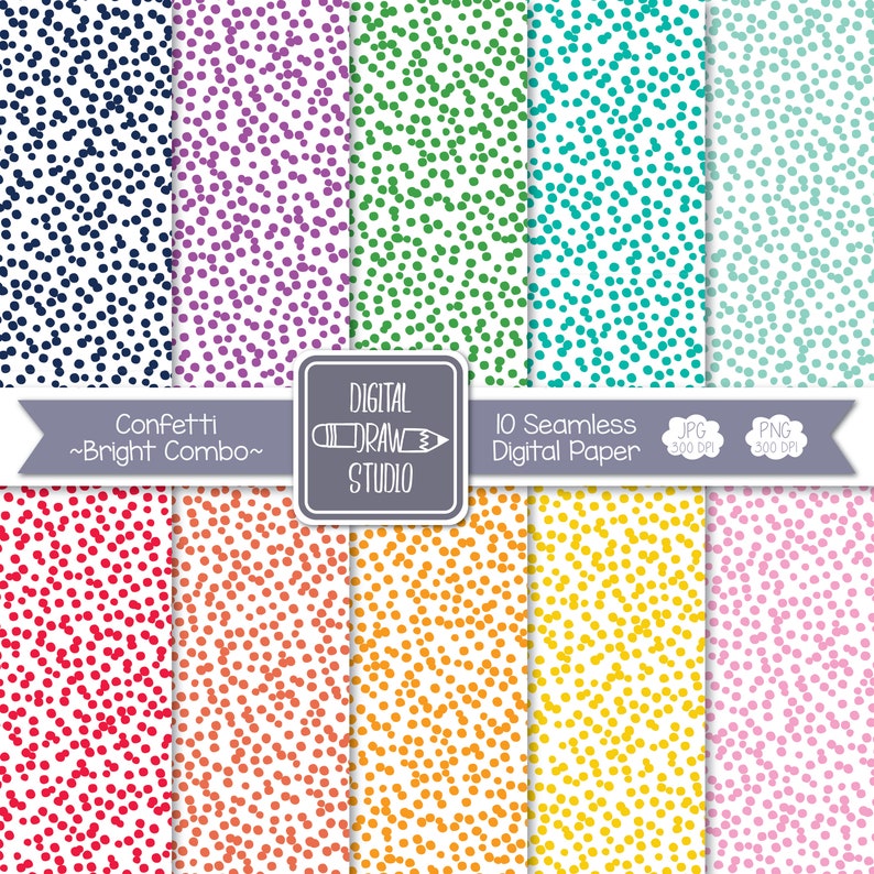 Confetti Print 12x12 Digital Paper Seamless Pattern Bright - Etsy