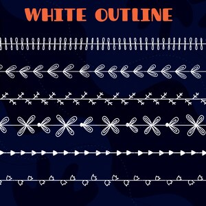 12 Seamless Borders Hand Drawn Graphic White Lines Decorative ...