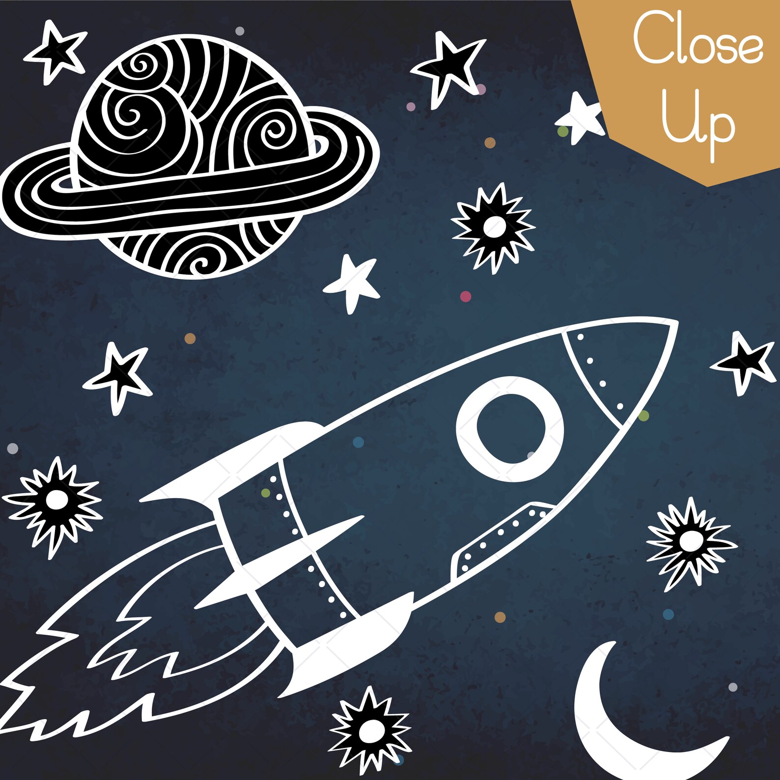 Outer Space Hand Drawn Graphics White Outline Planets - Etsy Canada