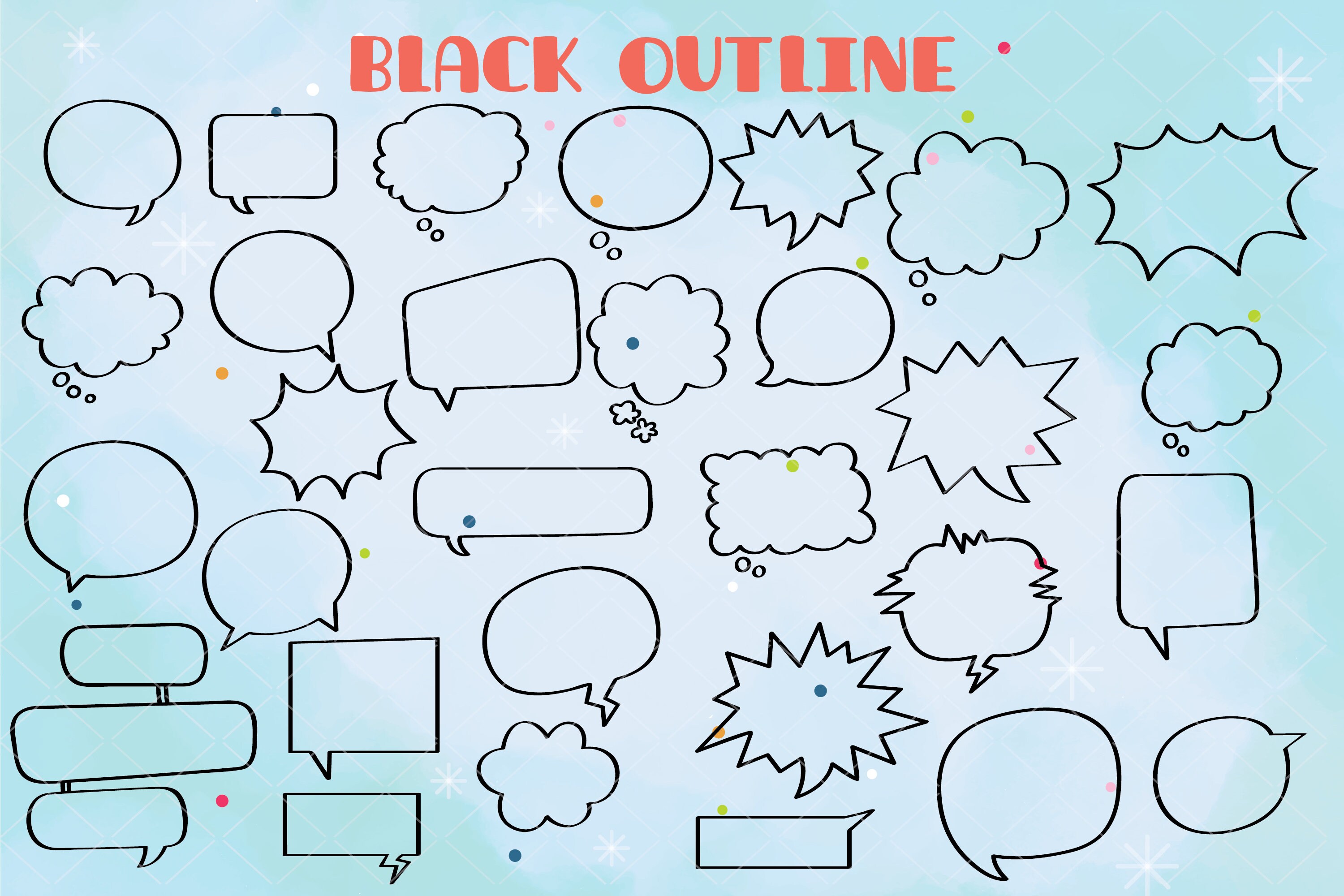 Speech Bubbles Hand Drawn Graphic Comic Book Thinking Cloud - Etsy ...