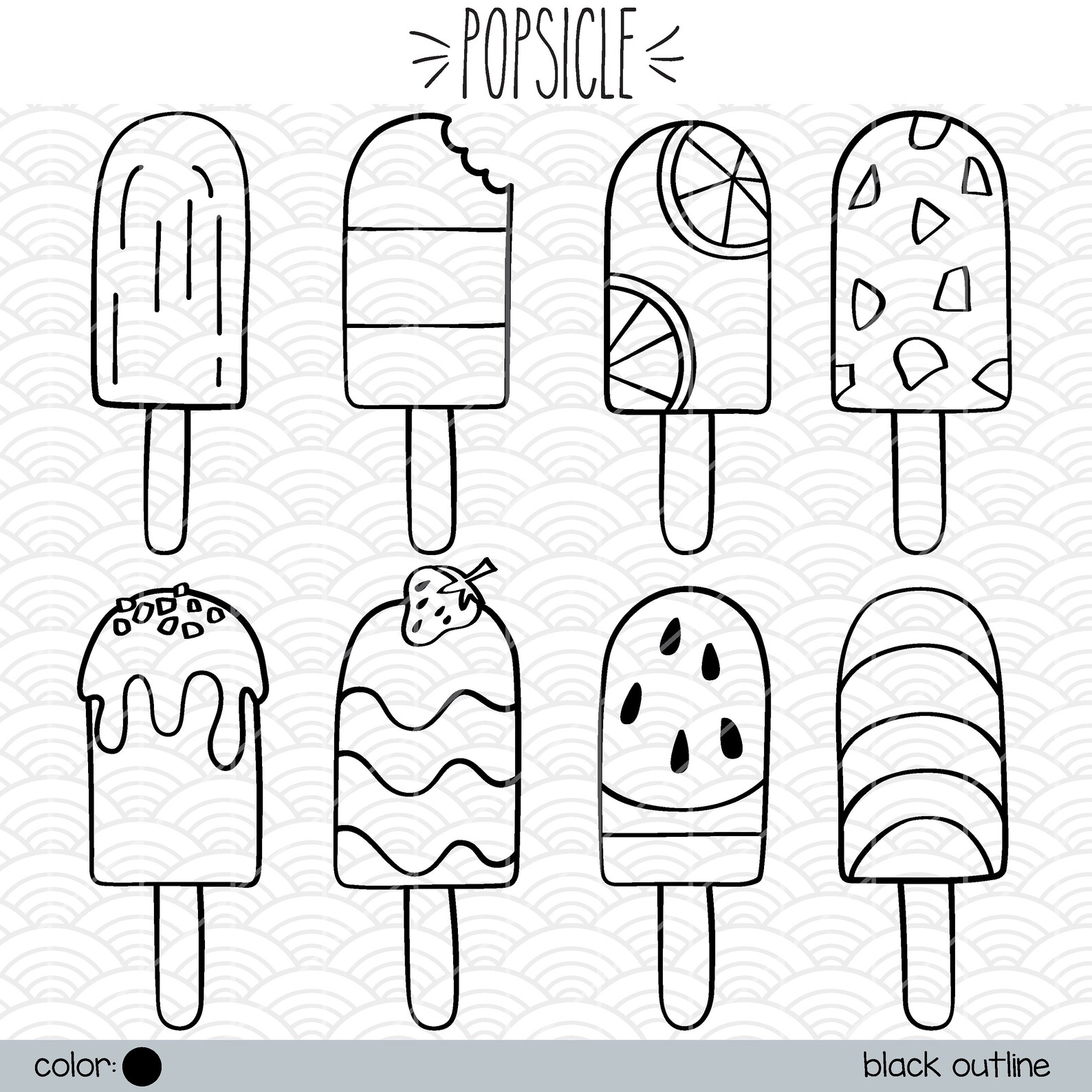 16 Popsicle Clip Art Hand Drawn Frozen Treat Vector Graphics | Etsy