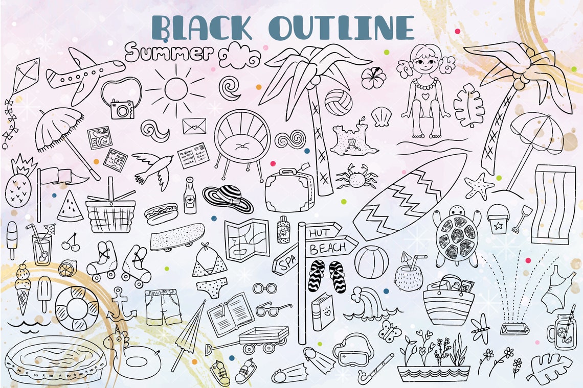 Summer Season Doodles Hand Drawn Beach Coconut Tree Clip - Etsy Canada