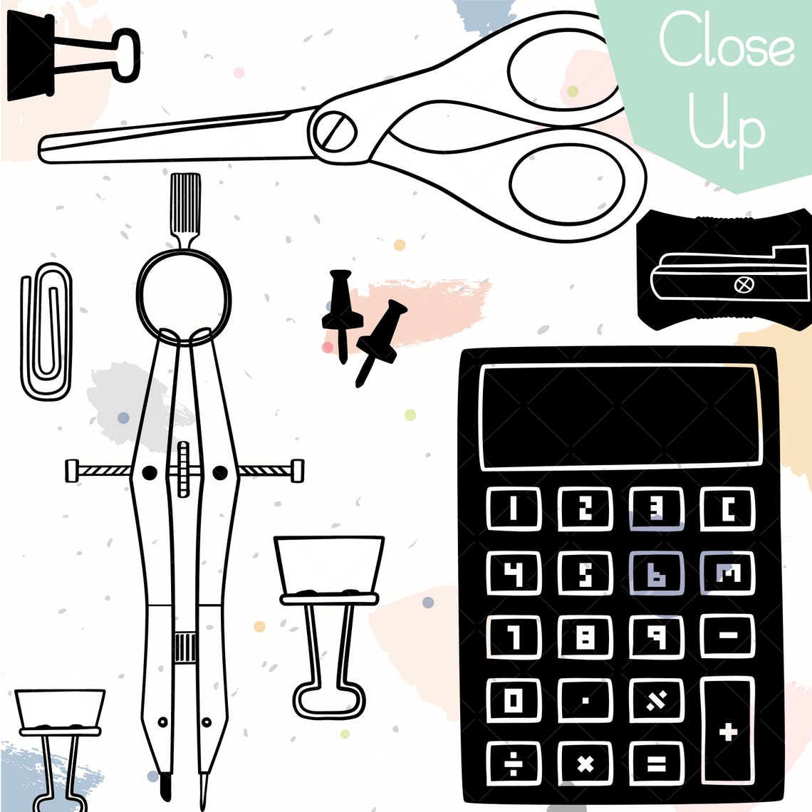 School Supplies Doodles Hand Drawn Stationary Clip art | Etsy