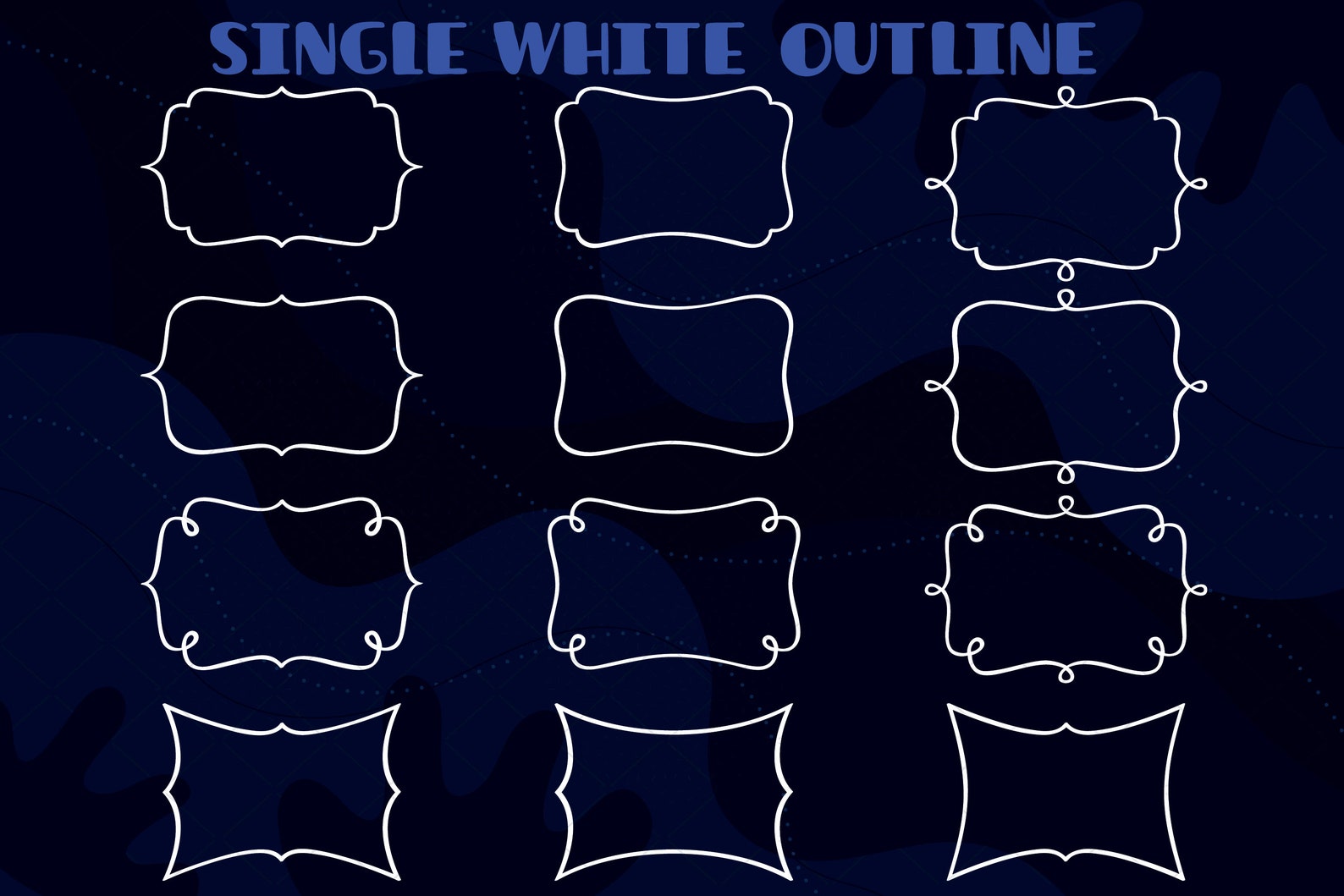 White Fancy Rectangular Frames Hand Drawn Border Clip Art - Etsy