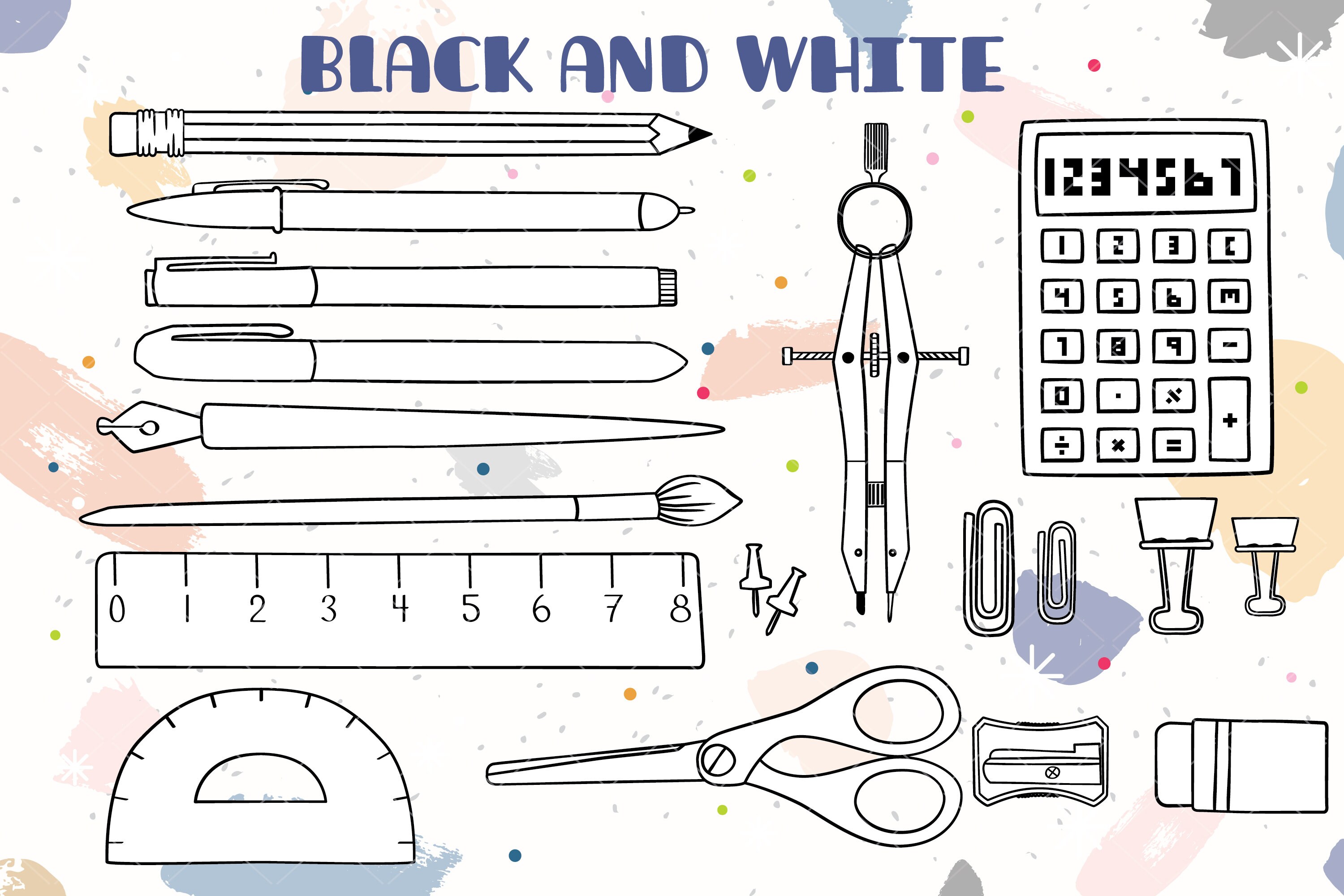 School Supplies Doodles Hand Drawn Stationary Clip Art - Etsy