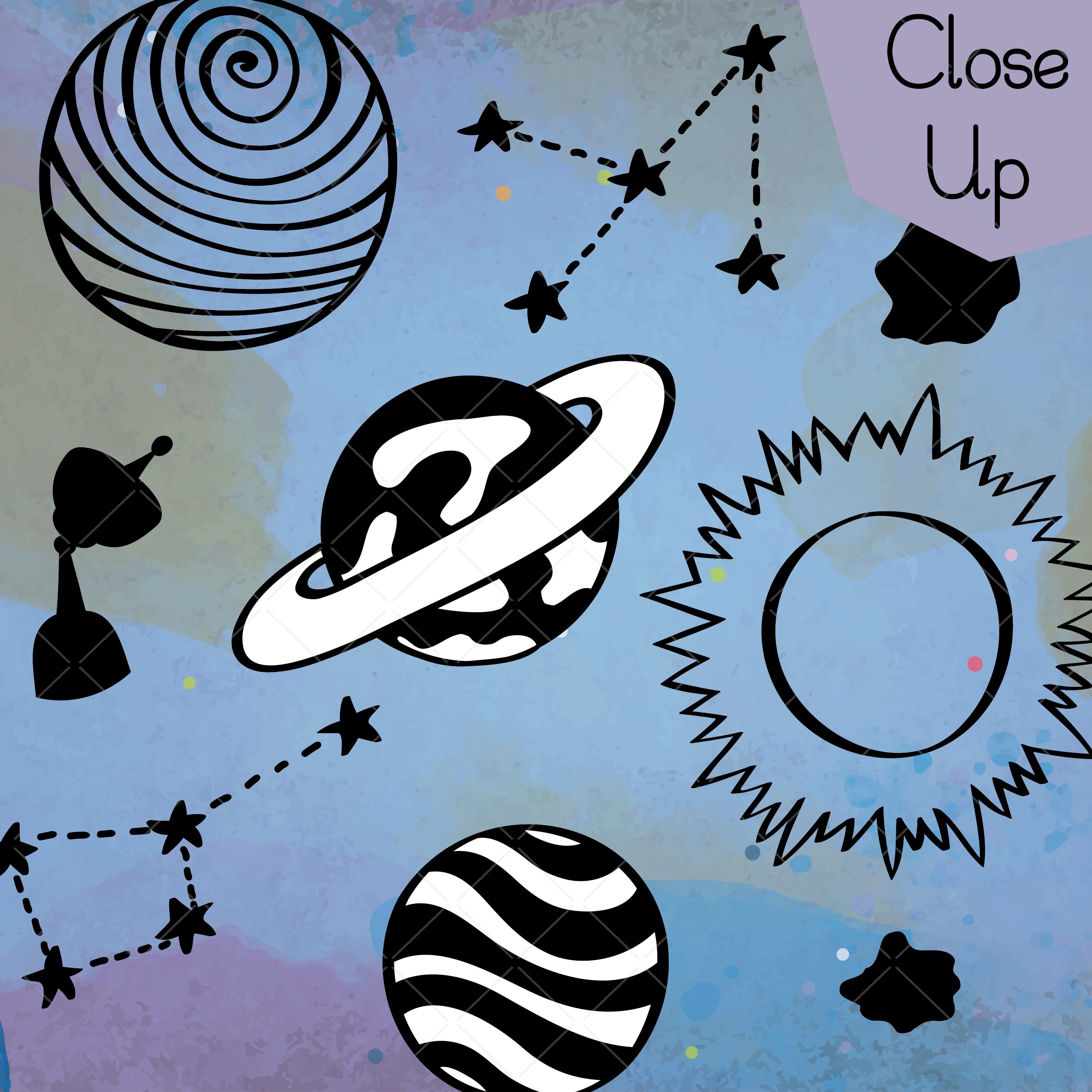 Outer Space Hand Drawn Graphics Planets Astronauts and - Etsy Canada