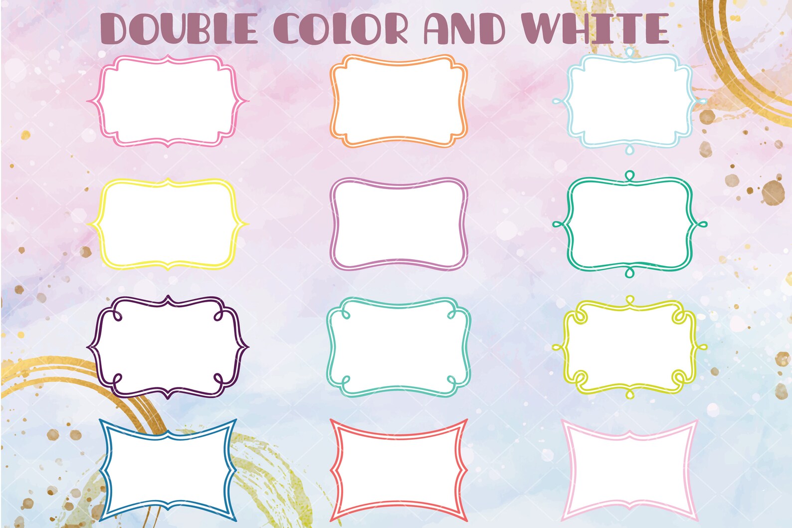 Colored Fancy Rectangular Frames Hand Drawn Border Clip Art - Etsy