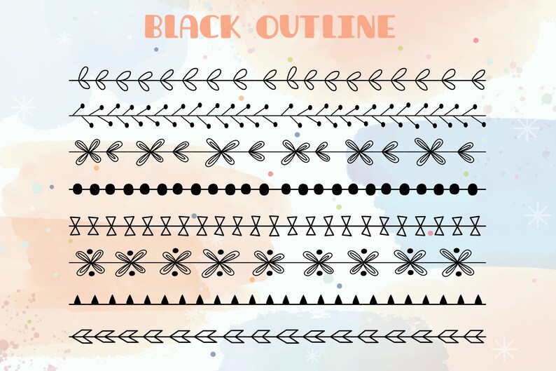 16 Seamless Borders Hand Drawn Graphic Decorative - Etsy