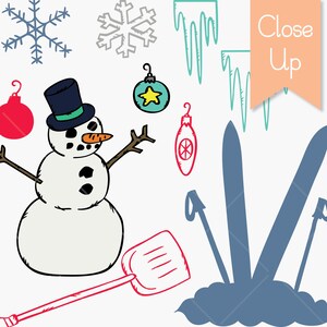 Winter Season Doodles | Hand Drawn Mittens + Igloo Clip Art | Snowman ...