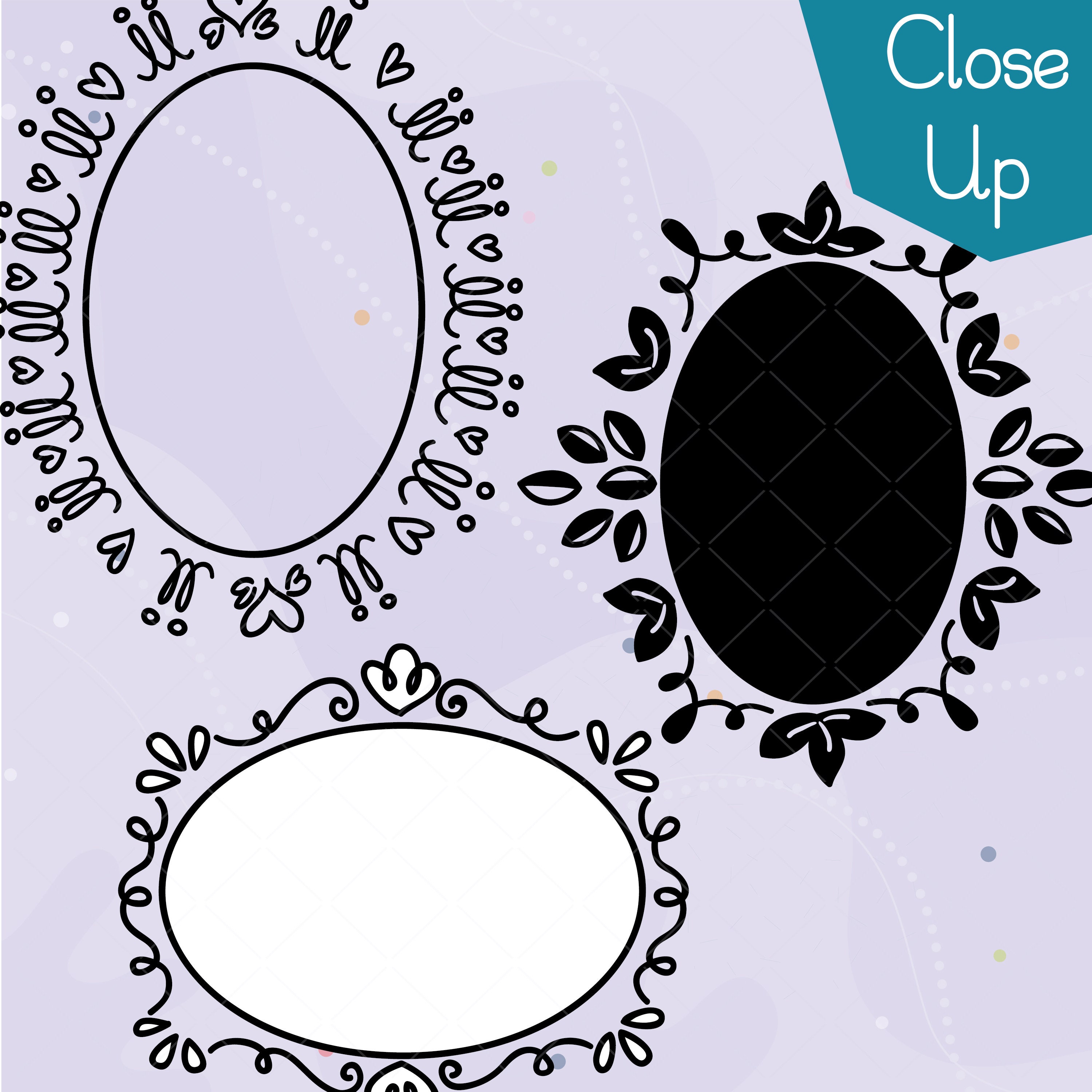 Oval Doodle Frames Hand Drawn Floral Border & Decorative - Etsy Canada