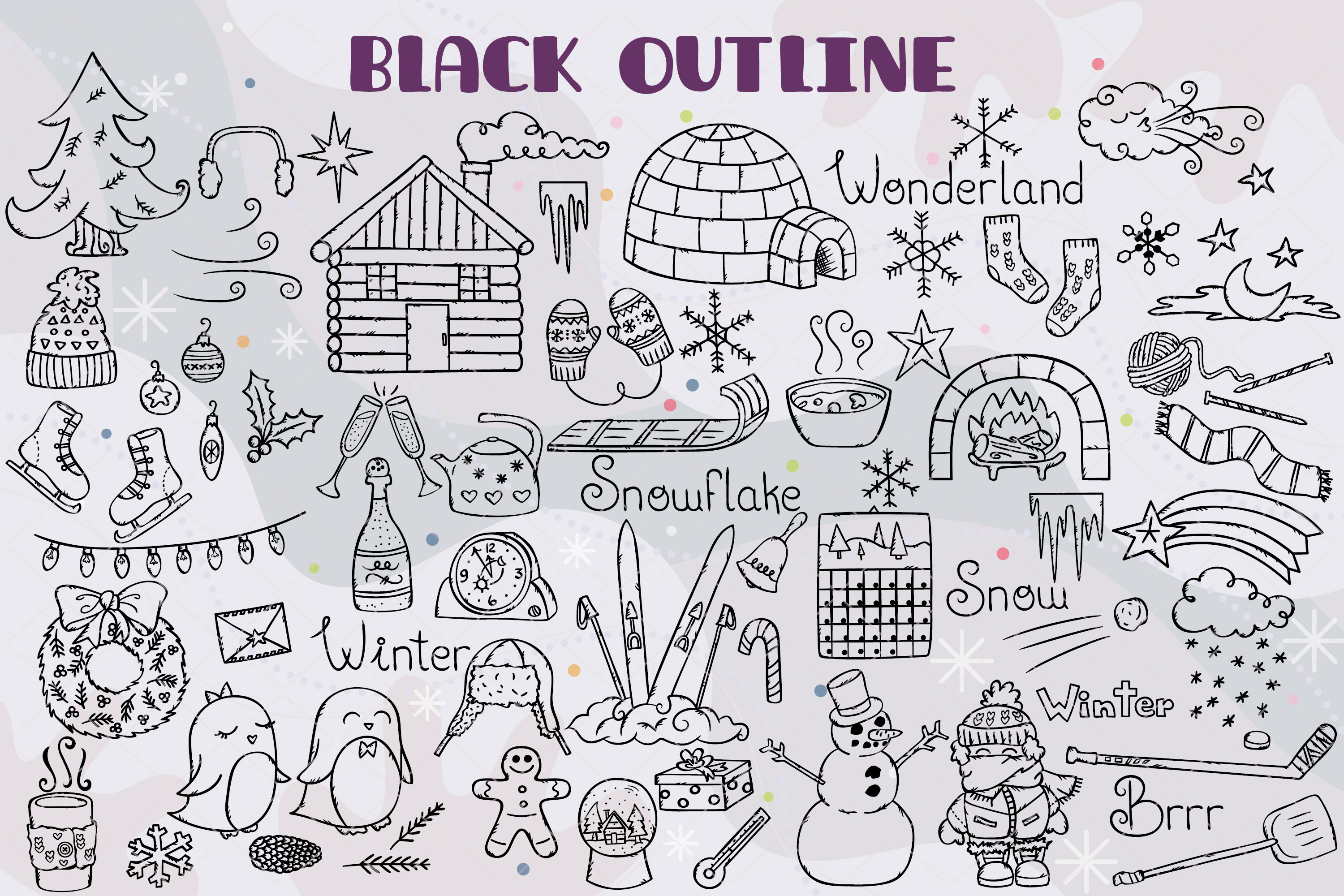 Winter Season Doodles Hand Drawn Mittens Igloo Clip Art - Etsy Canada