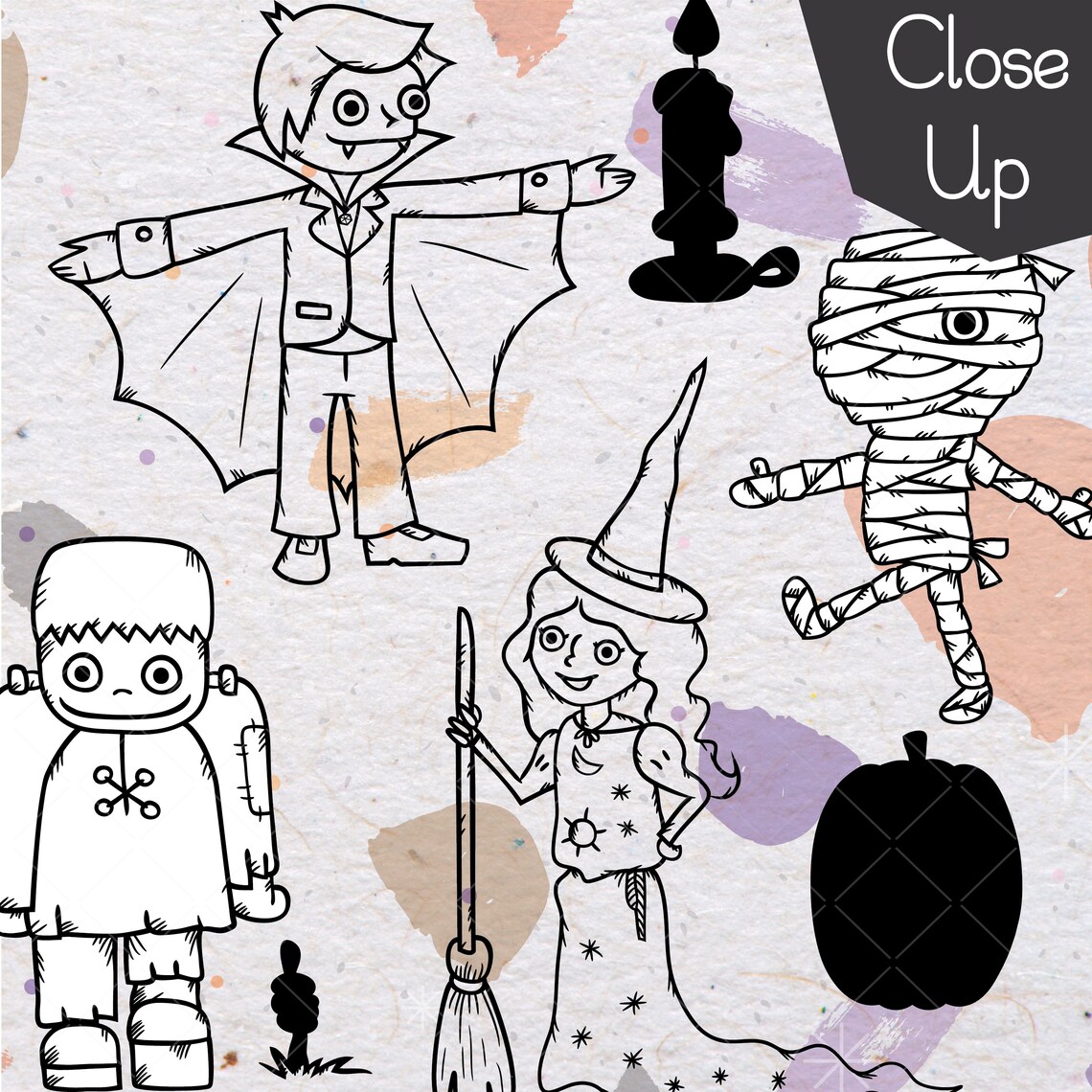 Halloween Doodles Hand Drawn Spooky Ghost Clip Art Pumpkin - Etsy