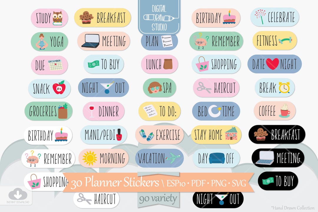 Planner Stickers | DIY Digital Planner + Printable Organizer | Pastel ...