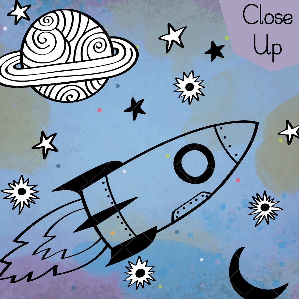 Outer Space Hand Drawn Graphics Planets Astronauts and - Etsy Canada