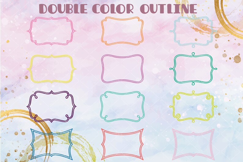 Colored Fancy Rectangular Frames Hand Drawn Border Clip Art | Etsy