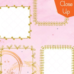 16 Square Wreaths Hand Drawn Graphic Gold Glitter Frames - Etsy Canada