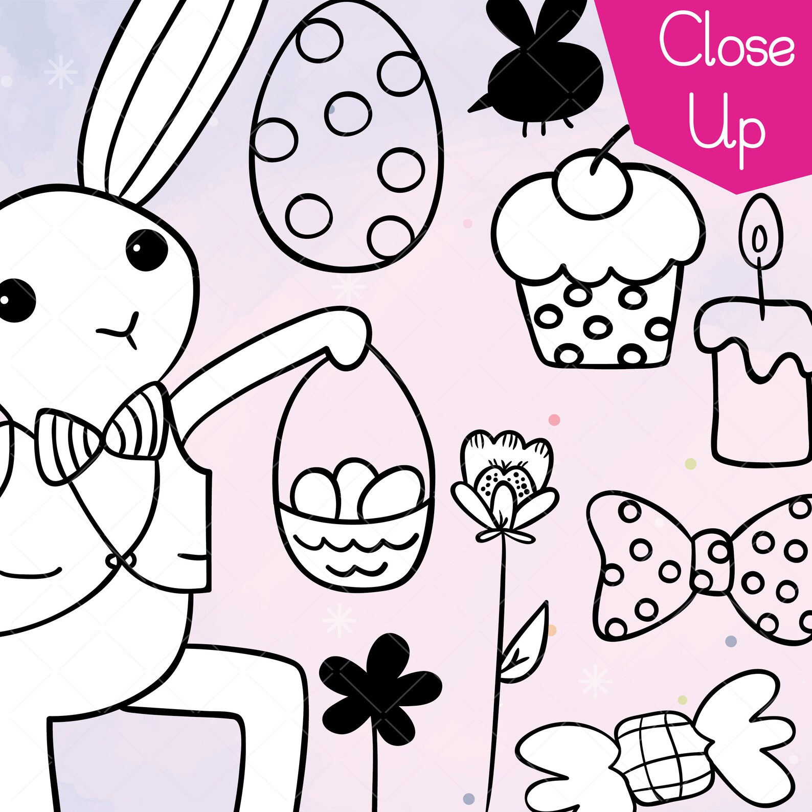 Easter Doodles Hand Drawn Decorated Eggs Bunny Clip Art | Etsy