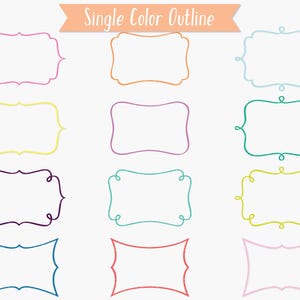 Colored Fancy Rectangular Frames Hand Drawn Border Clip Art Retro Shape ...