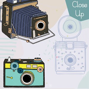 Vintage Cameras Colored Hand Drawn Polaroid Clip Art Retro - Etsy Canada