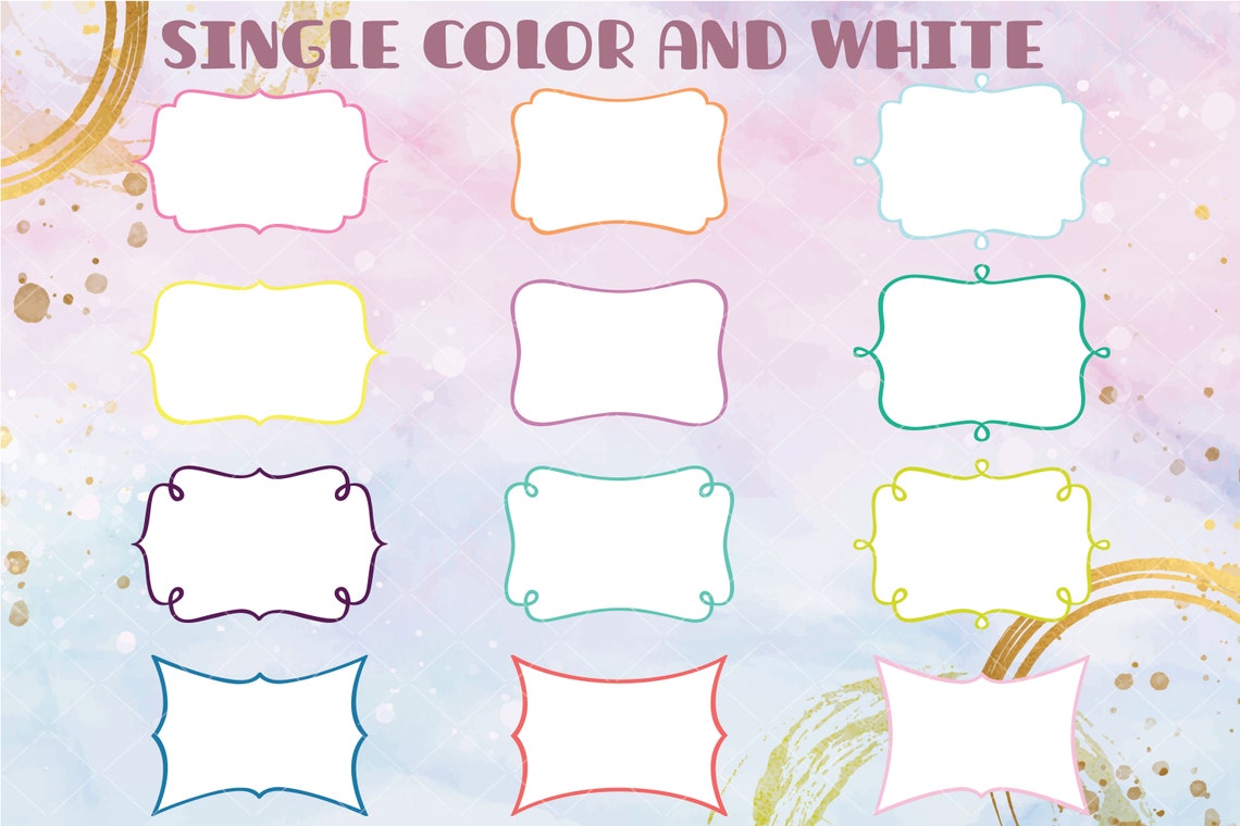 Colored Fancy Rectangular Frames Hand Drawn Border Clip Art | Etsy