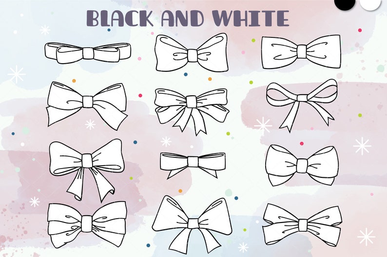 Bows Clip Art Hand Drawn Bow Tie Hair Ribbons Outline - Etsy Canada