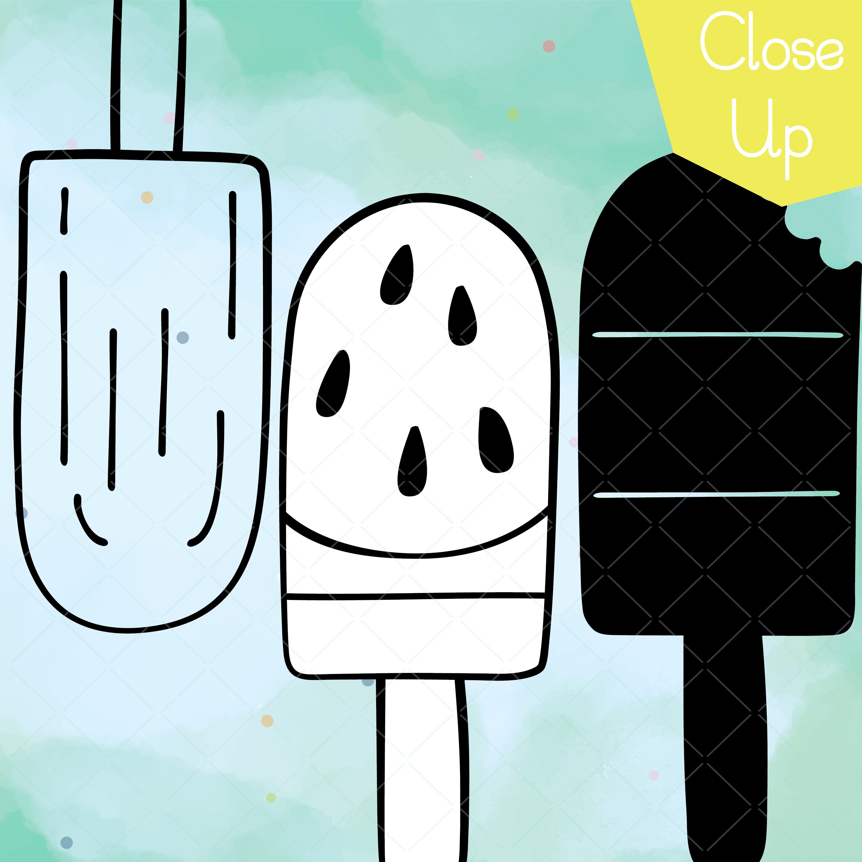 Popsicle Hand Drawn Graphic Frozen Treat Outline Drawing - Etsy