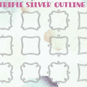 Square Frame Hand Drawn Graphic Silver Glitter Fancy Border Outline ...