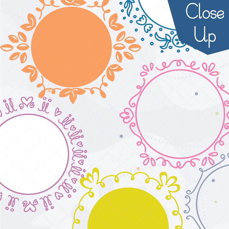 Colored Circle Doodle Frames Hand Drawn Floral Border & - Etsy